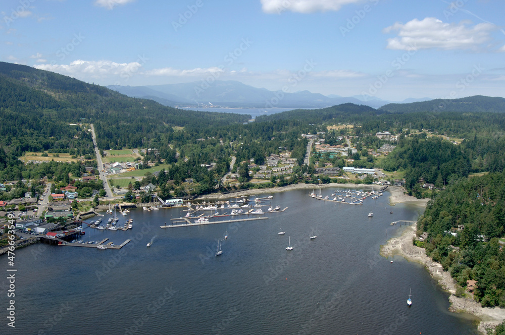 The marinas at the far end of Ganges Harbour, Salt Spring Island ...