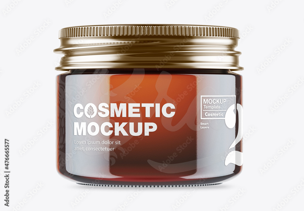 Amber Cosmetic Jar Mockup Stock Template | Adobe Stock