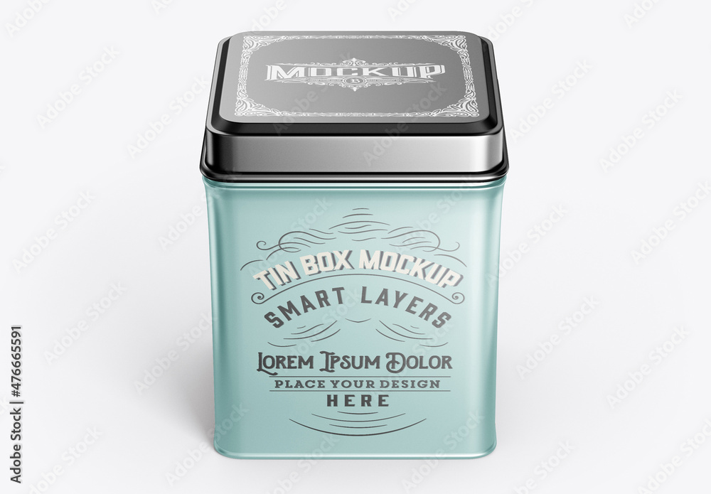 Colored Tea Tin Mockup Stock Template | Adobe Stock