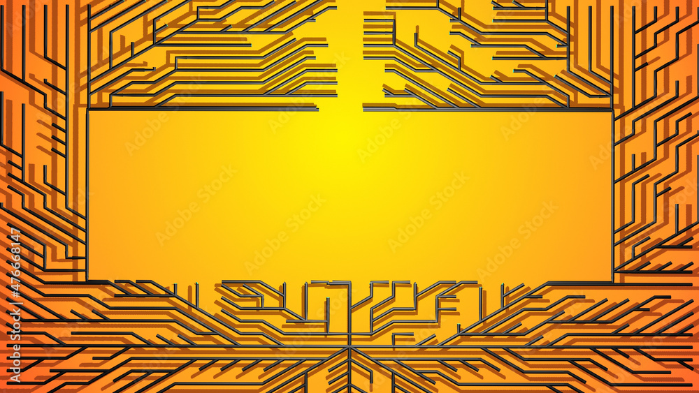 3d render. Abstract black wireframe on orange bg. Ai geometric pattern ...