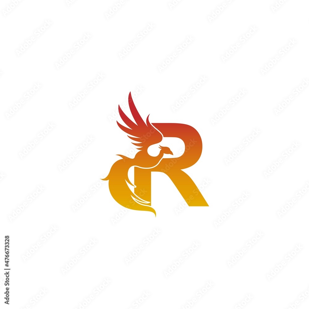 Letter R icon with phoenix logo design template Stock Vector | Adobe Stock