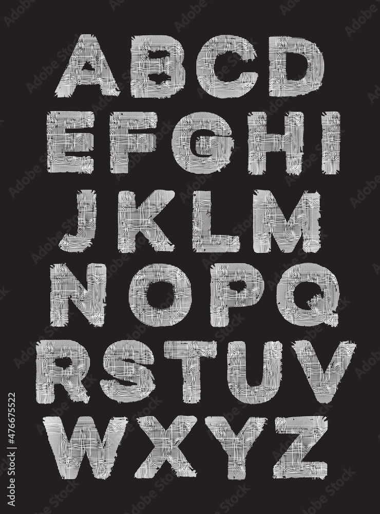 Vecteur Stock Black-white translucent letters of the English alphabet ...