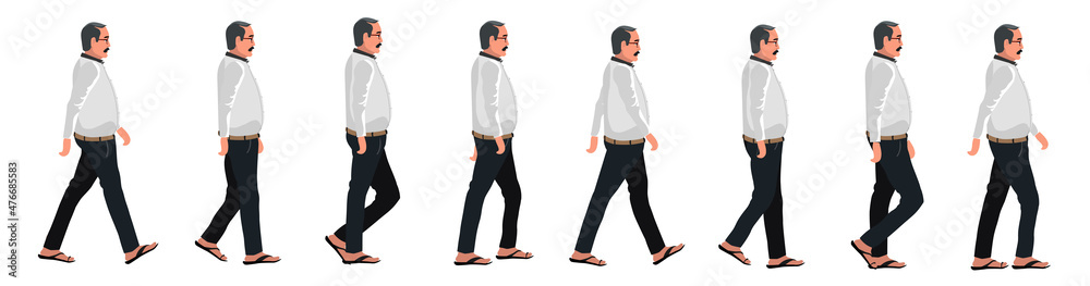Indian Professor sidewalk, sprites animation frames Stock Vector ...