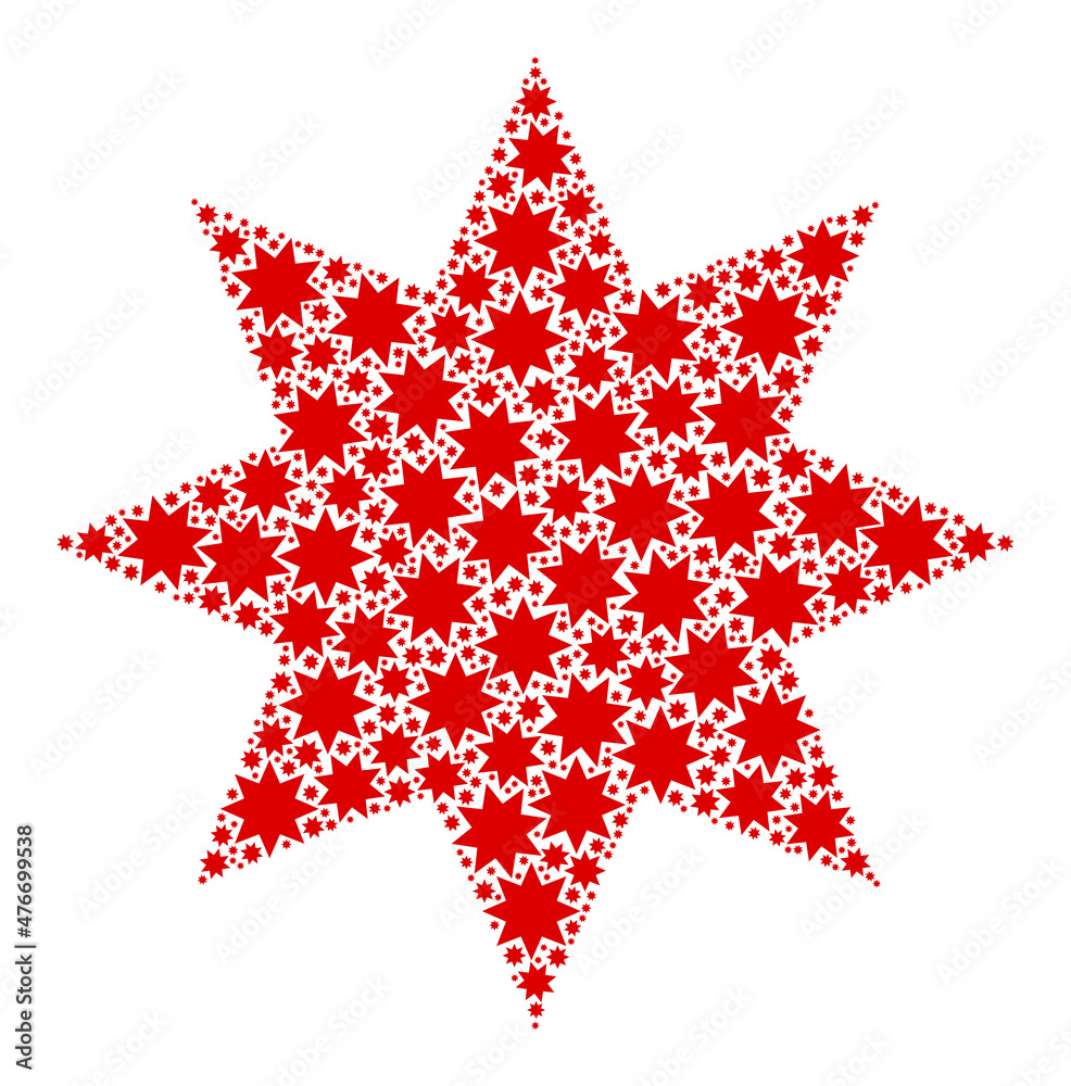 Vector eight pointed star icon collage. Eight pointed star collage is ...