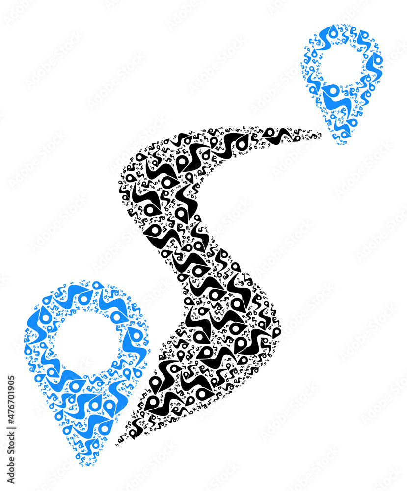 Vector route markers icon composition. Route markers composition is ...