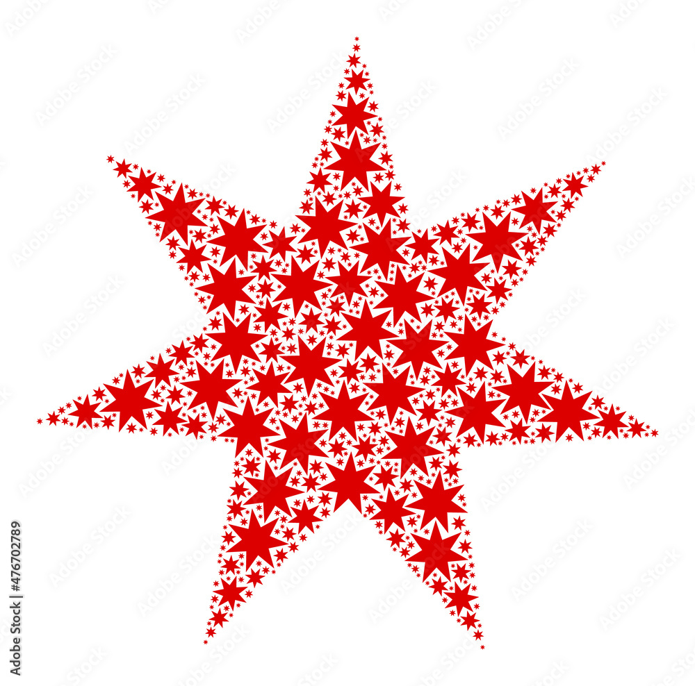 Vector seven pointed star icon composition. Seven pointed star ...
