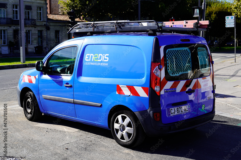 Enedis edf logo sign and brand text on side panel van renault kangoo ...
