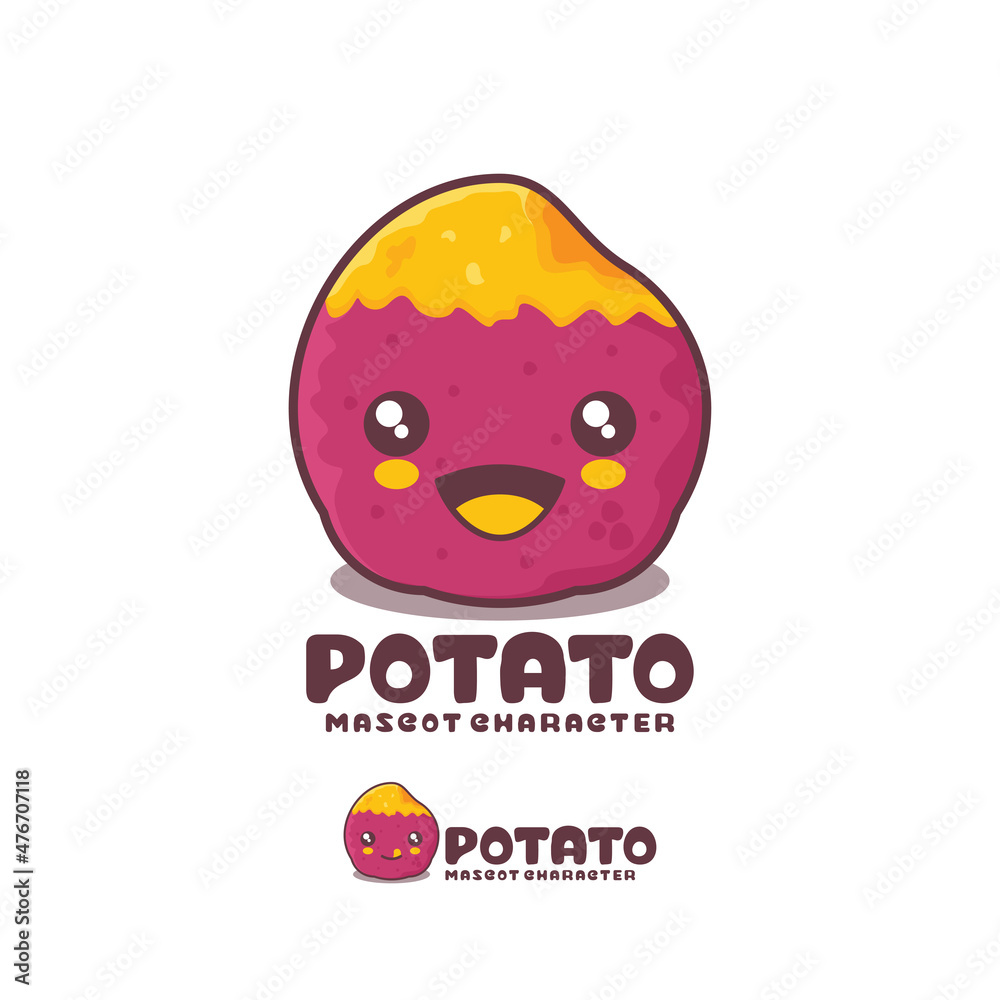 vector sweet potato cartoon mascot, suitable for, logos, prints, labels ...