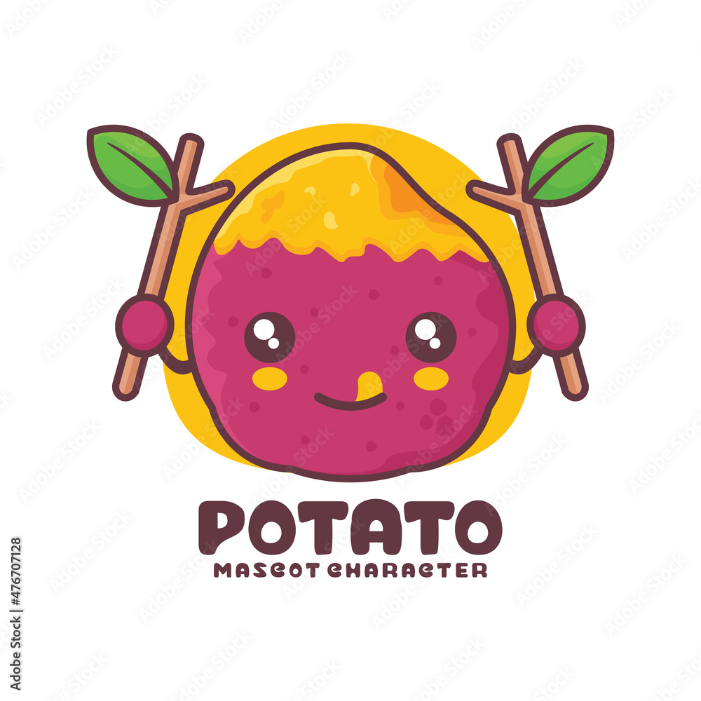 vector sweet potato cartoon mascot, suitable for, logos, prints, labels ...
