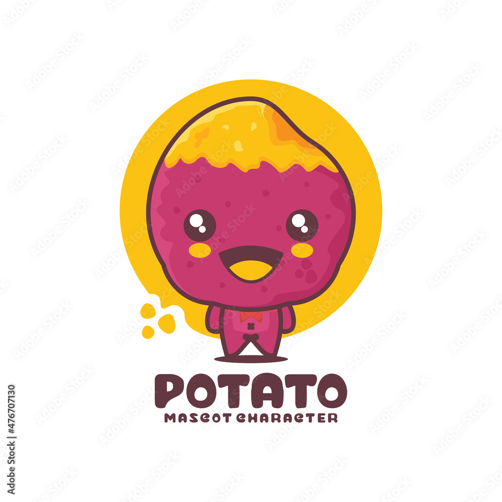 vector sweet potato cartoon mascot, suitable for, logos, prints, labels ...