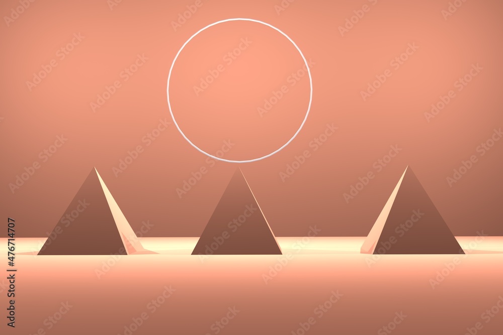 Abstract pyramid background orange peach tone. 3D renderer of an ...