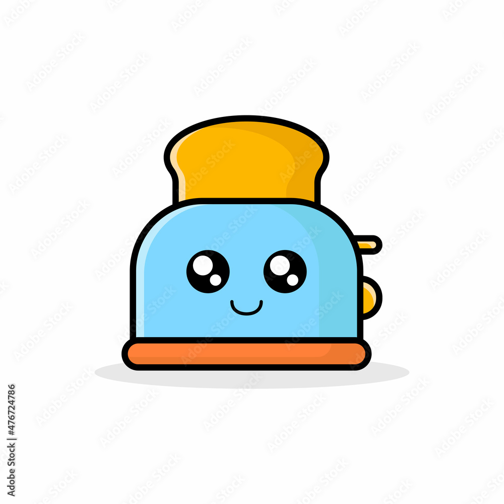 Cute Toaster Cartoon Vector Icon Illustration. Flat Cartoon Style - EPS ...