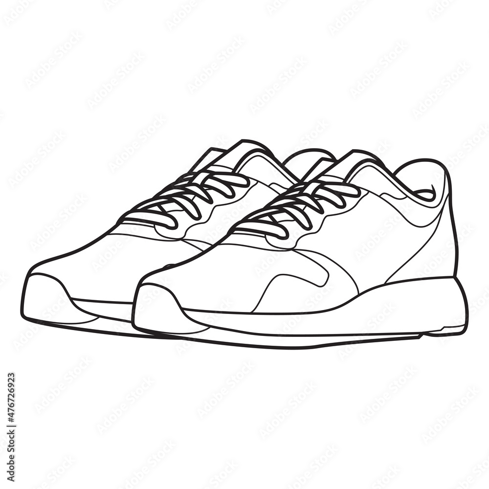 Hand Drawn sneaker outline. drawing vector, black line sneaker. vector ...