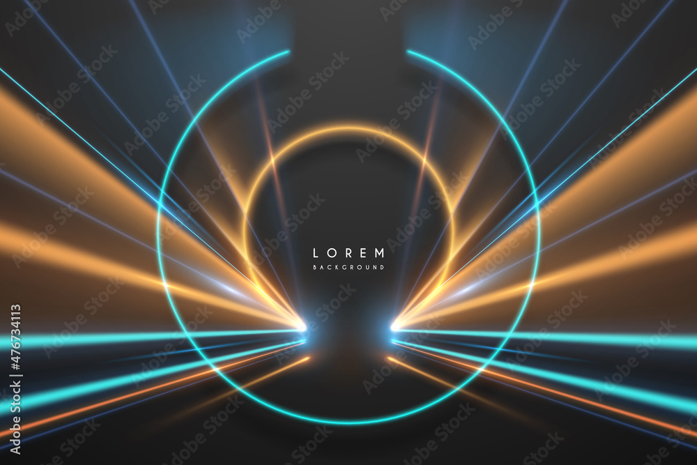 Abstract blue and yellow light rays background Stock Vector | Adobe Stock