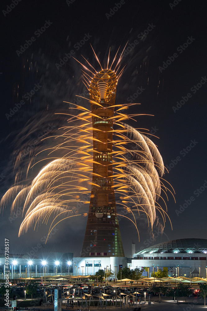 Photo & Art Print Torch Doha National Day Fireworks Celebration, hasan