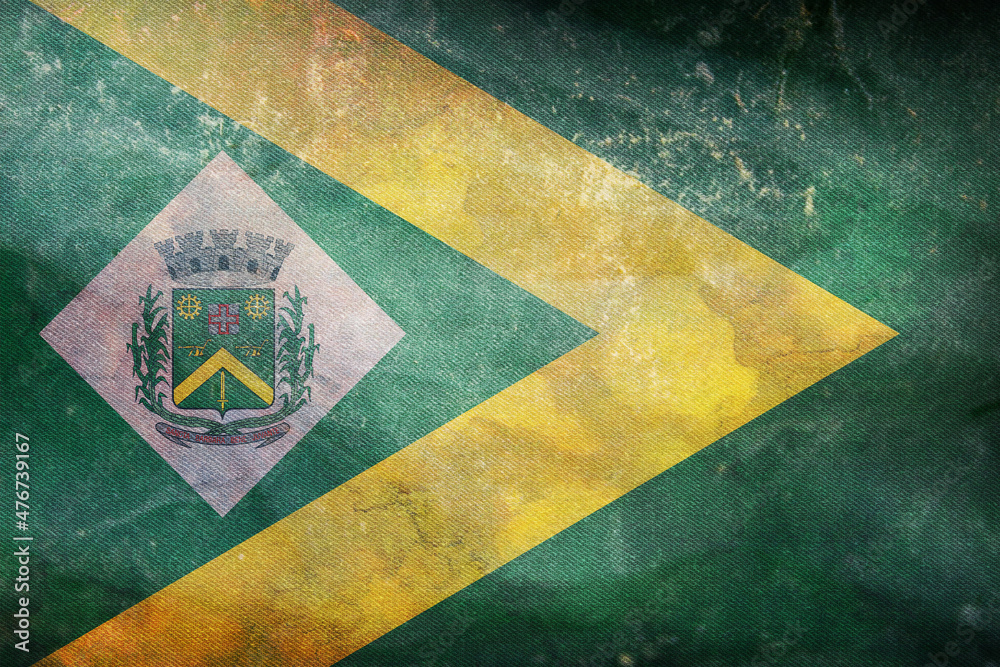 Top view of retro flag Santa Barbarad Oeste Sao Paulo , Brazil with ...