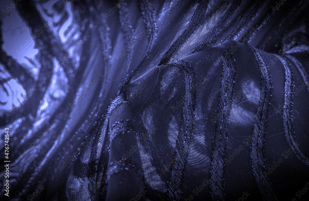 texture background image, the fabric is transparent deep blue with ...