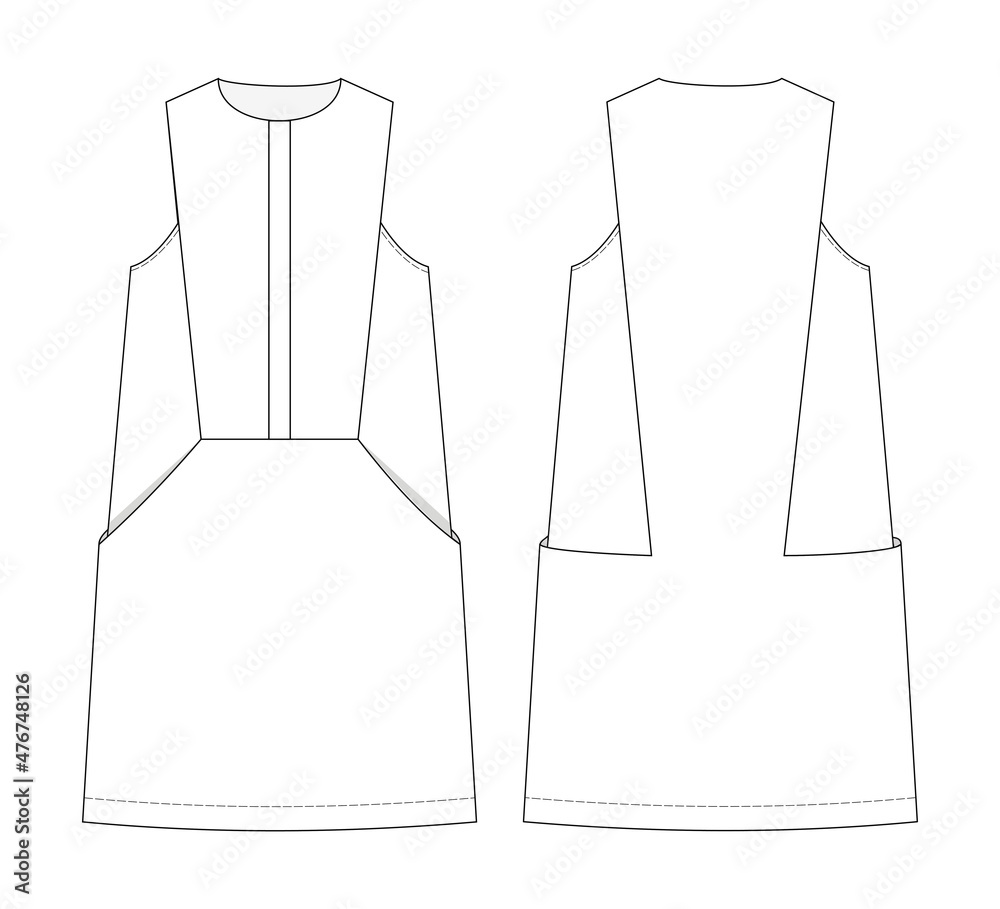 Fashion technical drawing of pinafore dress Stock Vector | Adobe Stock