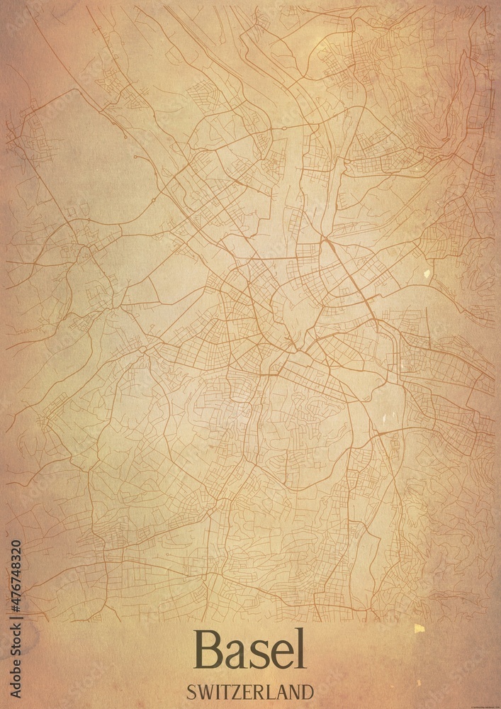 Vintage map of Basel Switzerland. Stock Illustration | Adobe Stock