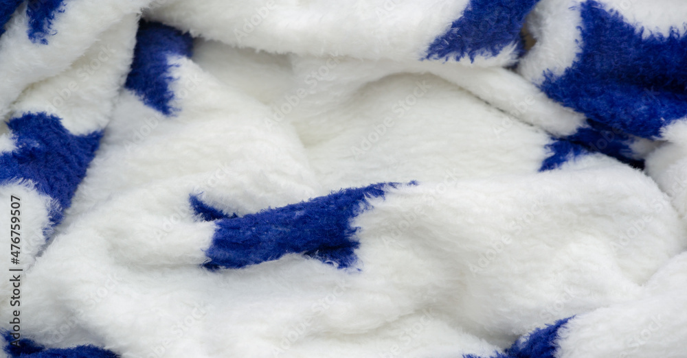 Velvet. Plush. Blue stars on a white background, new popular fabric ...