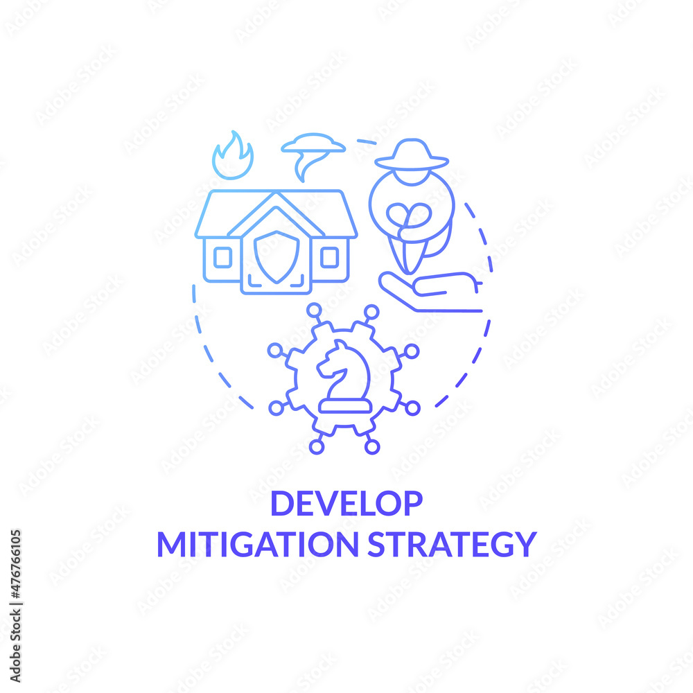 Develop mitigation strategy blue gradient concept icon. Natural ...