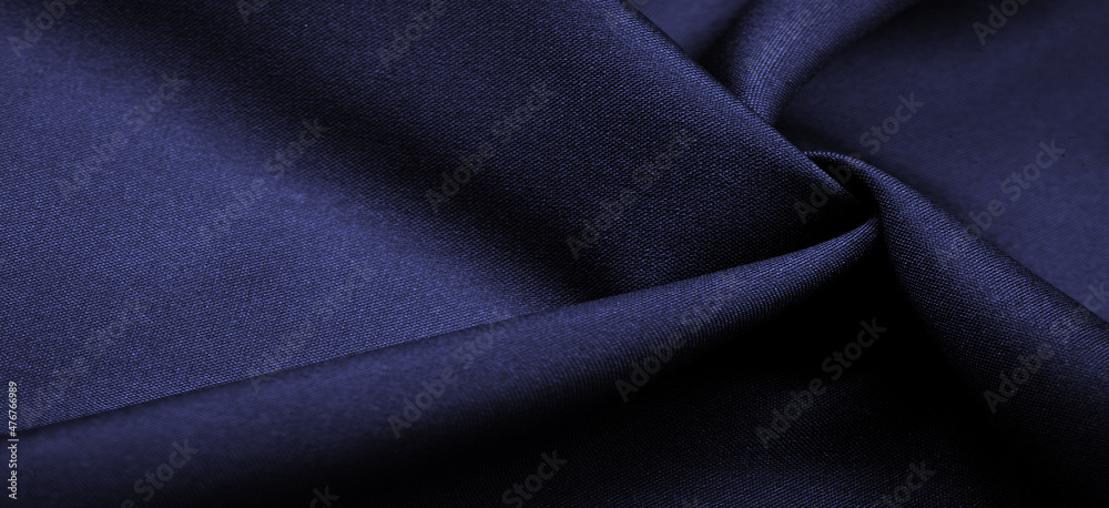 blue silk fabric, this is silk satin weaving. Differs in density ...