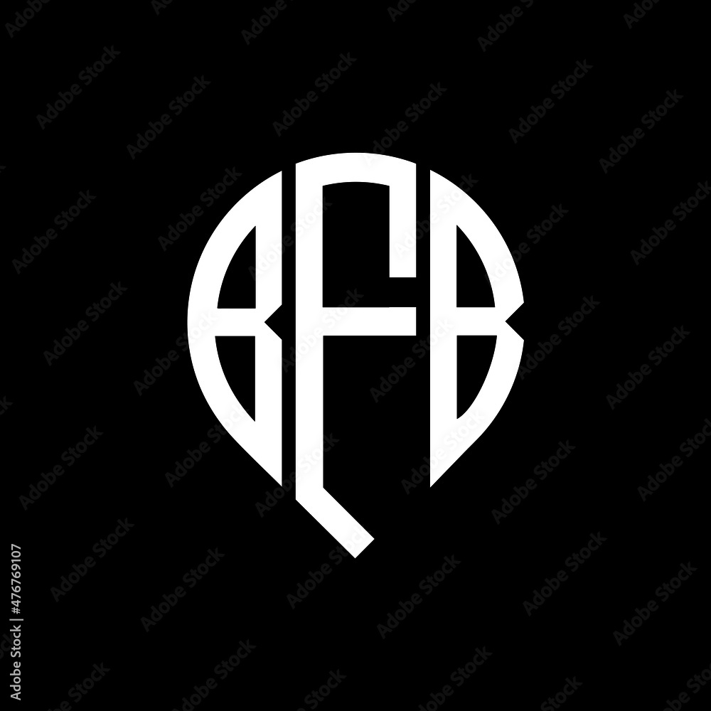 BFB letter logo design on black background. BFB circle letter logo ...