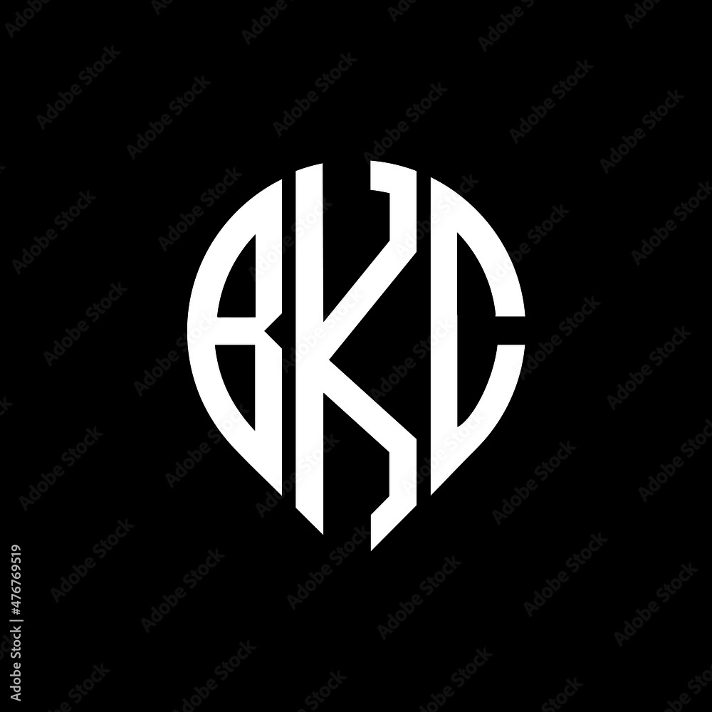 BKC letter logo design on black background. BKC circle letter logo ...