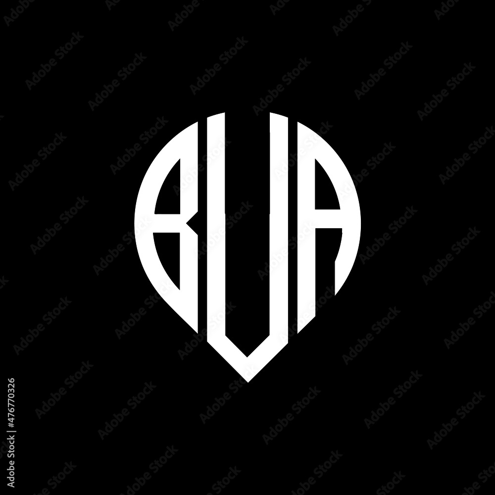 BUA letter logo design on black background. BUA circle letter logo ...