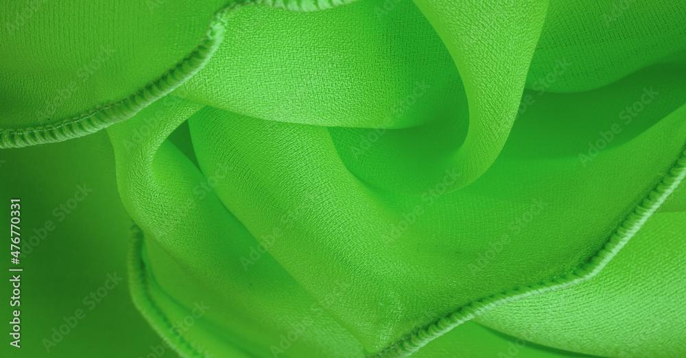 Green silk organza with wavy piping. Border around the edge of the ...