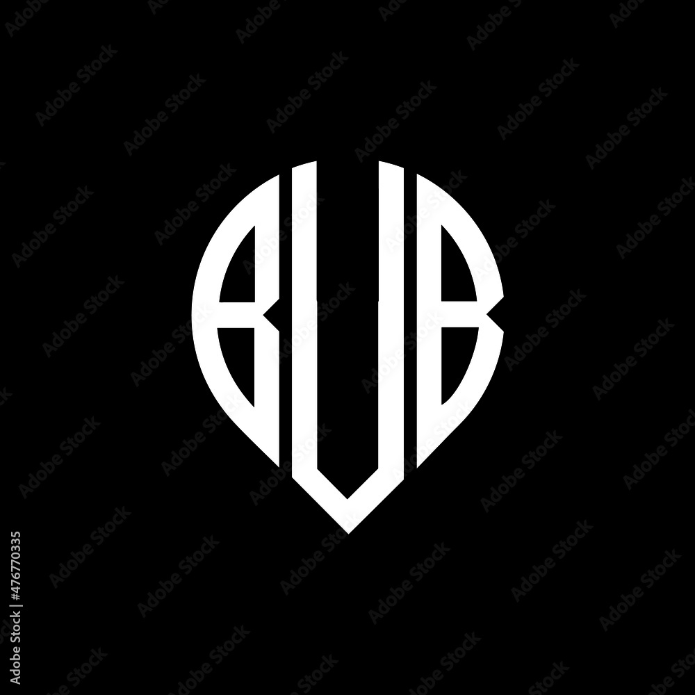BUB letter logo design on black background. BUB circle letter logo ...