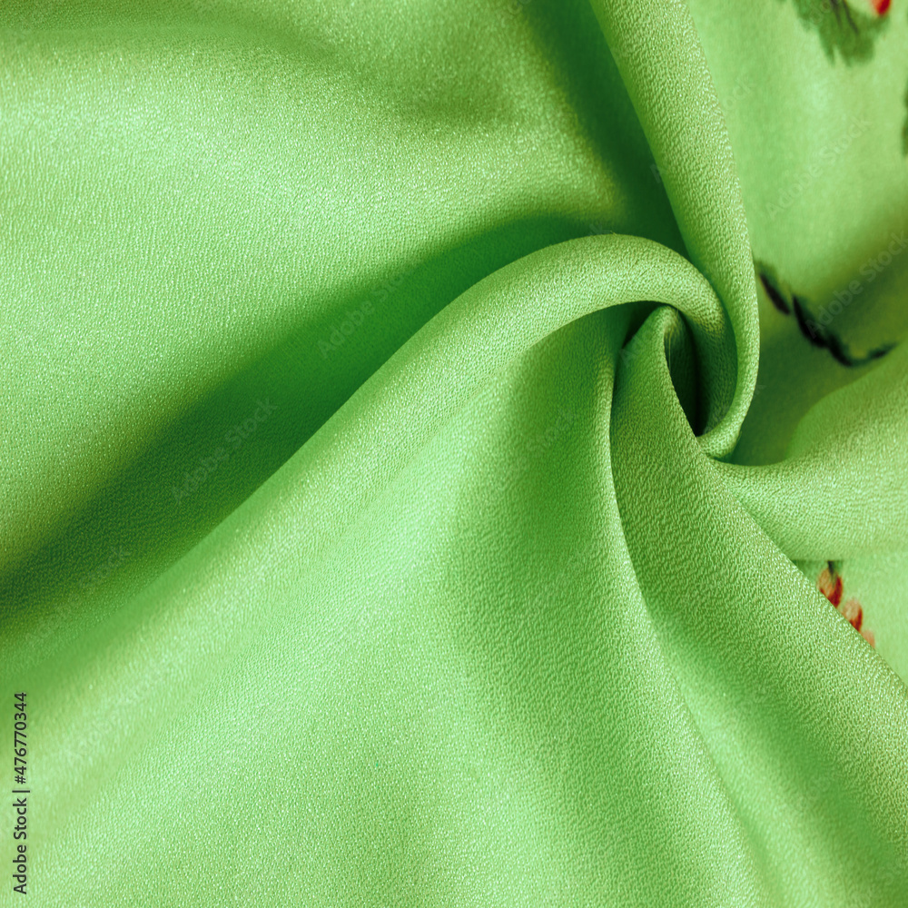 Crepe de Chin. pale green color, red flowers. This is a group of silk ...