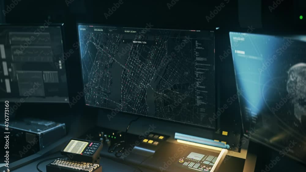 City Surveillance System Marks Transport Vehicles On Digital Map. GPS ...