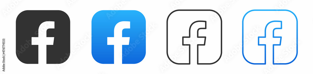 Facebook logo sign on white background printed on paper. Facebook is a ...