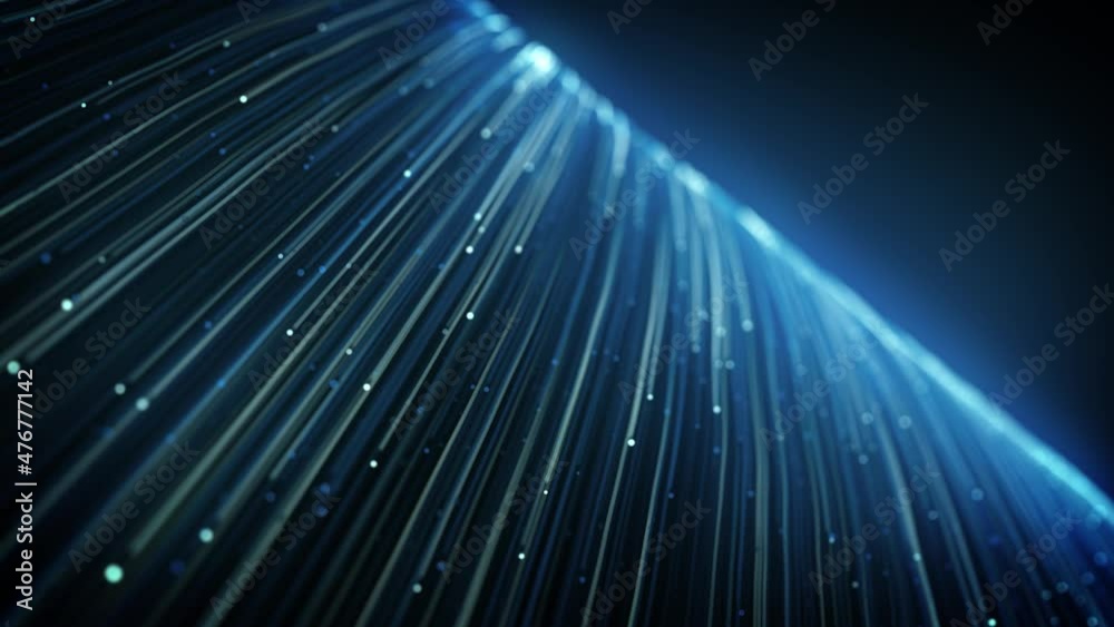 Abstract Light Fiber Strings Flowing Background Loop/ 4k animation of ...
