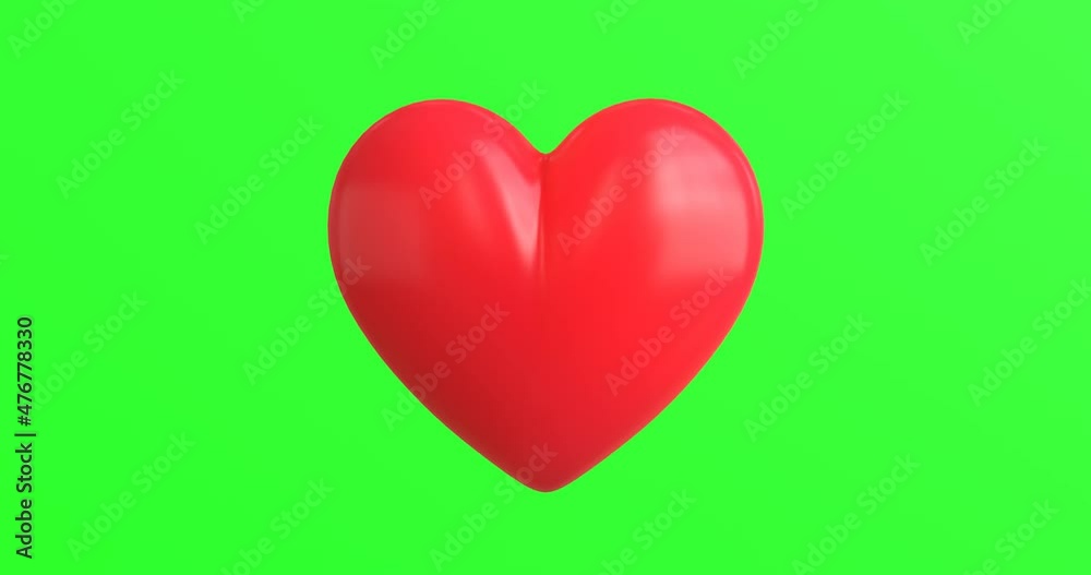 3d red heart rotation animation on green screen background,4k video ...
