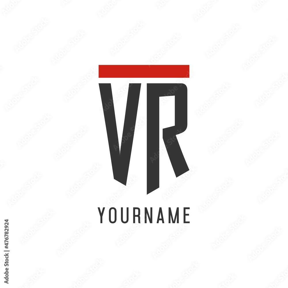 VR initial esport logo with simple shield design style Stock Vector ...