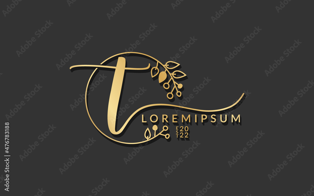Handwritten Signature monogram Letter t calligraphic vector graphic ...