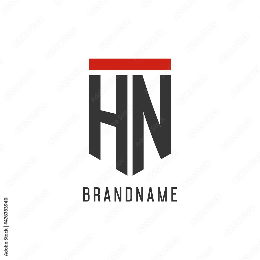 HN initial esport logo with simple shield design style Stock Vector ...