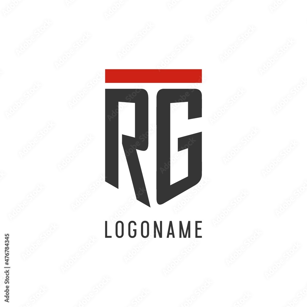 RG initial esport logo with simple shield design style Stock Vector ...