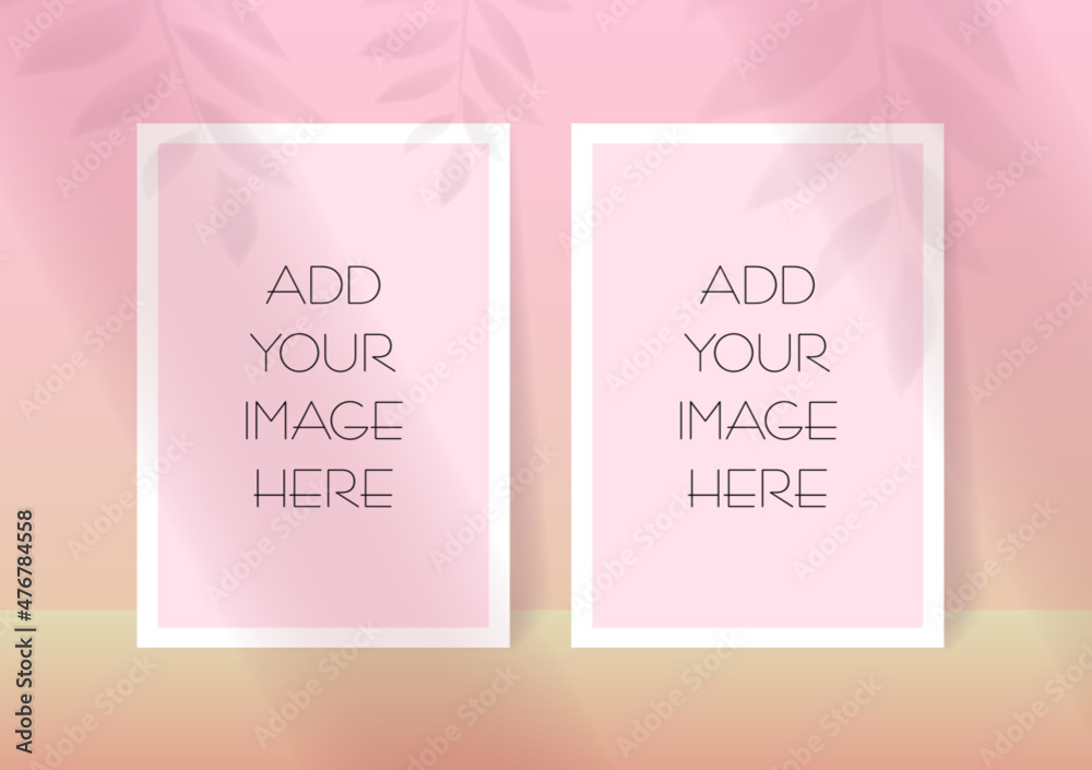 Mockup A4. Paper sheets. Shadows overlay leaf and window light effects ...