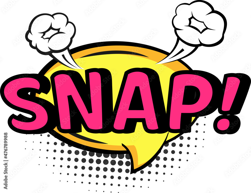 Snap sound illustrated in comic magazine book. Vector comic snap, funny ...