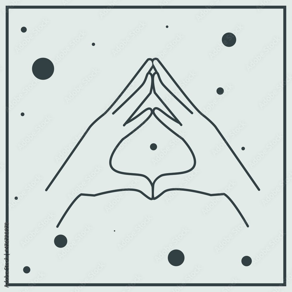 Hakini mudra. Meditation technique for mental health. Hindu yoga finger ...