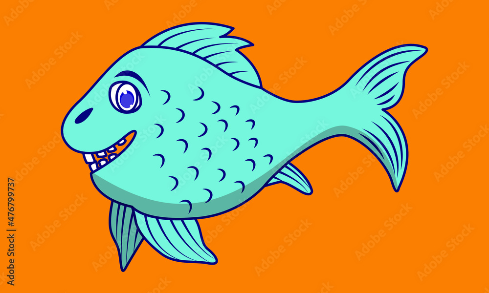 blue fish smile happy smiling face silhouette cartoon character vector ...