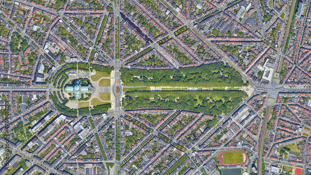 Brussels, Parc Elisabeth and Basilica of the Sacred Heart, looking down ...