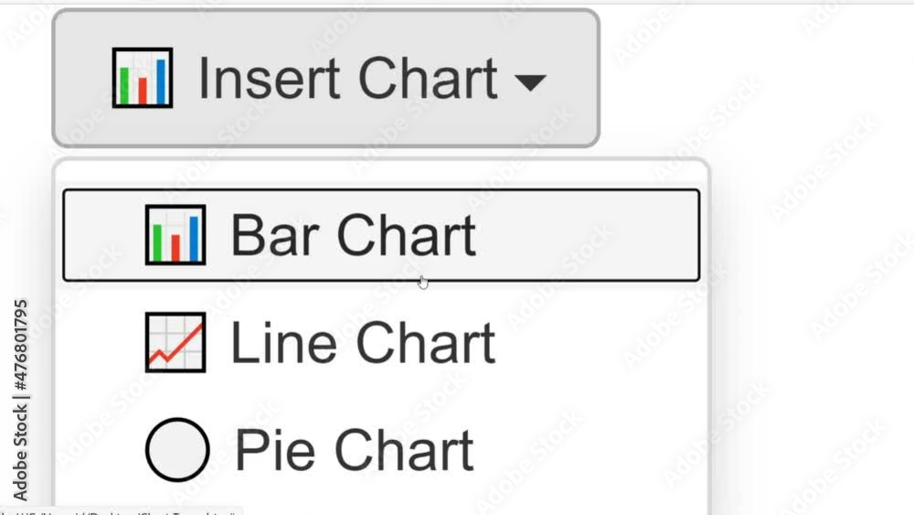 Cursor Slides Over And Clicks Insert Bar Chart In Spreadsheet Mouse Pointer On Device Computer