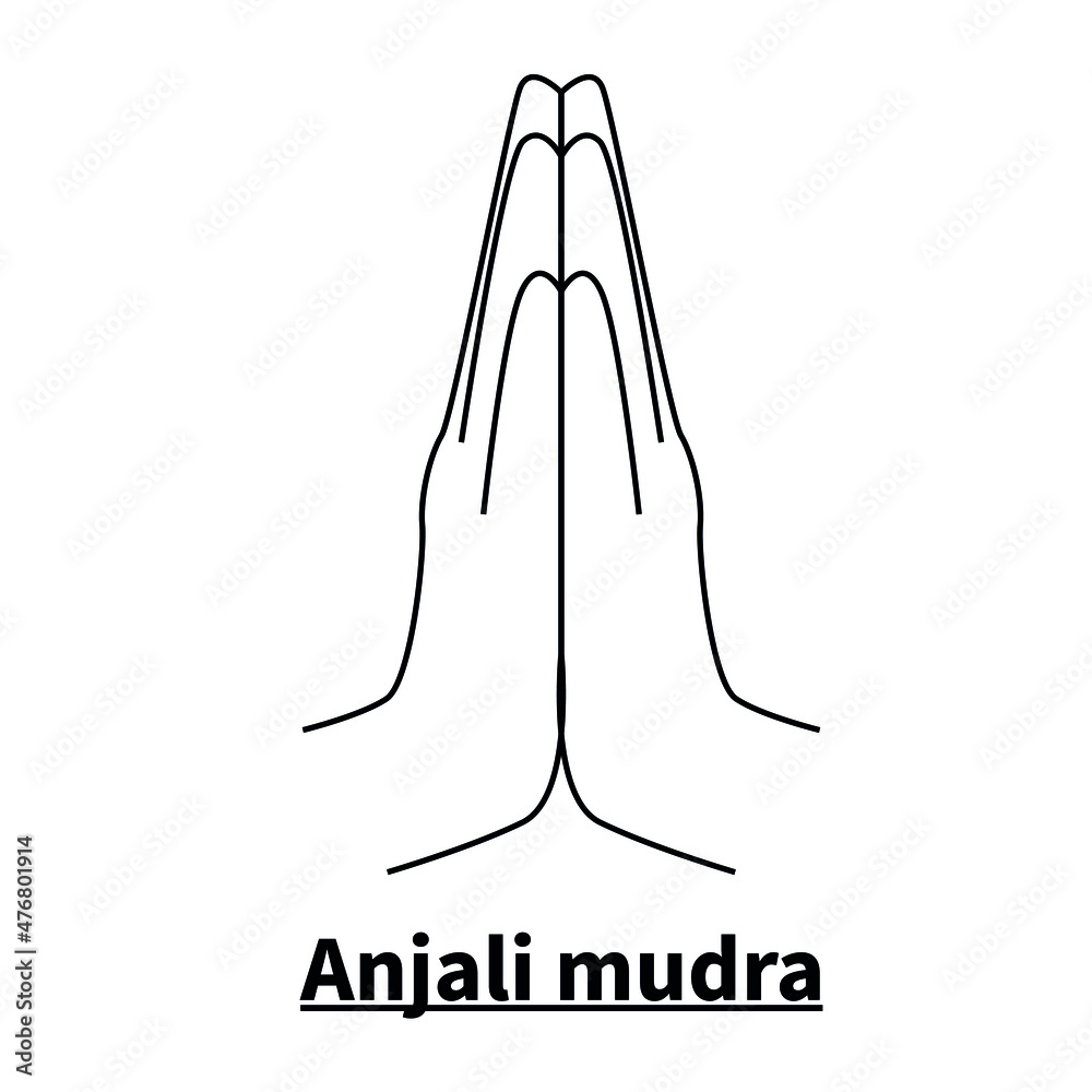 Anjali mudra, isolated on white background. Meditation technique for ...