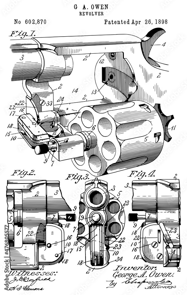 This patent image was created by using U.S. Patent US 602,870 Revolver ...