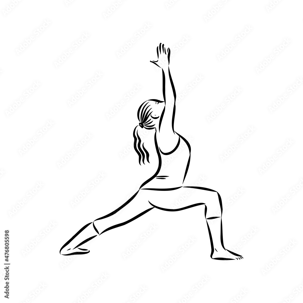 yoga pose. Line drawing. Healthy life concept -Vector Illustration ...