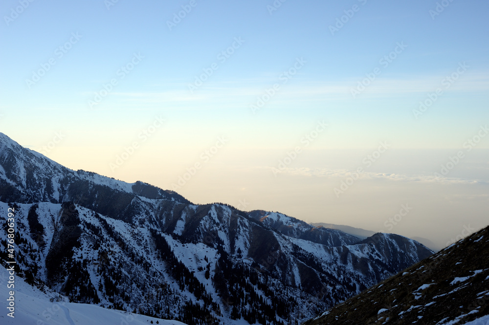 Majestic mountain peaks covered with snow (altitude: over 3200 meters ...